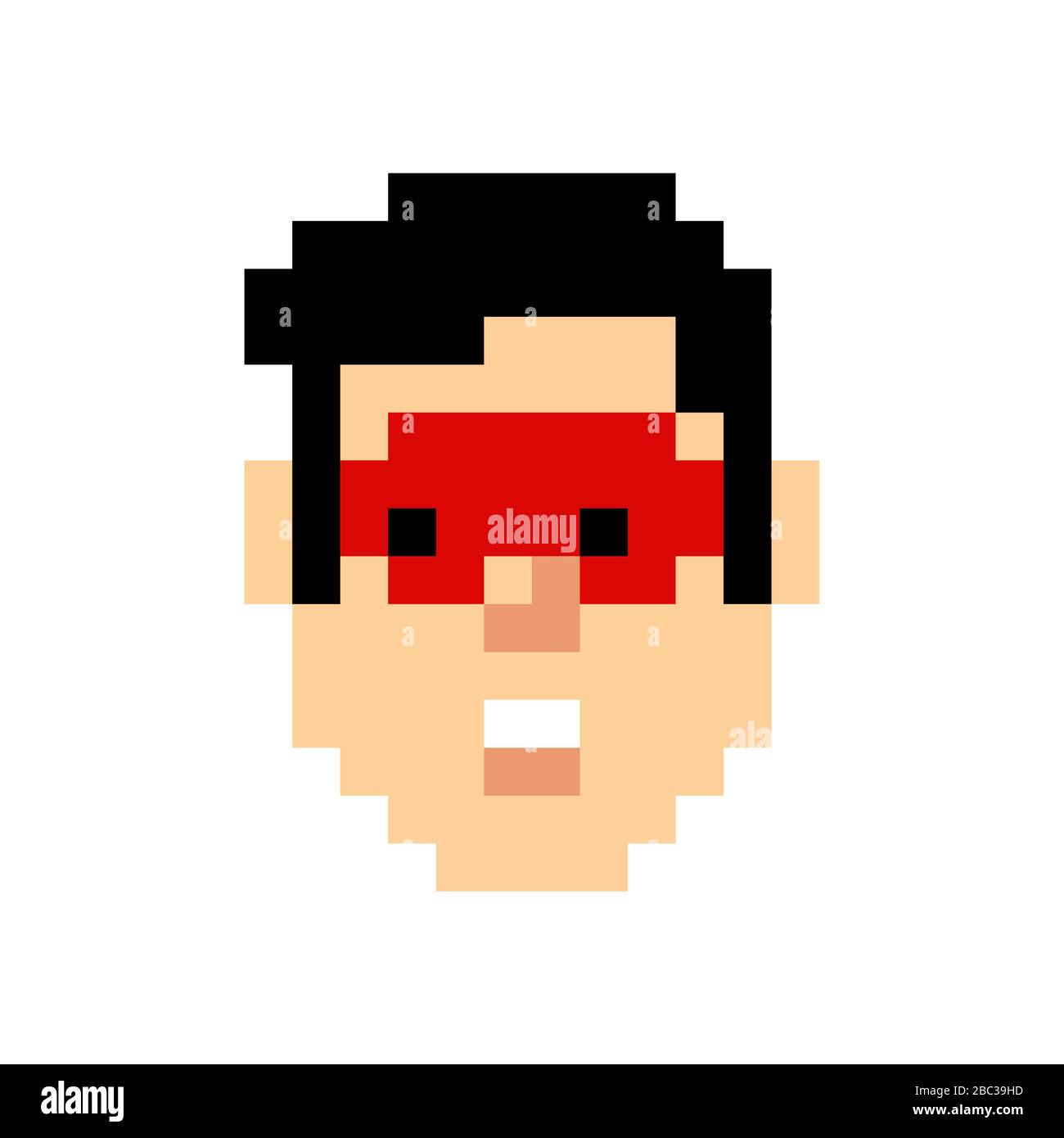 Superhero face pixel art. Masked man 8 bit. Head Pixelate vector ...