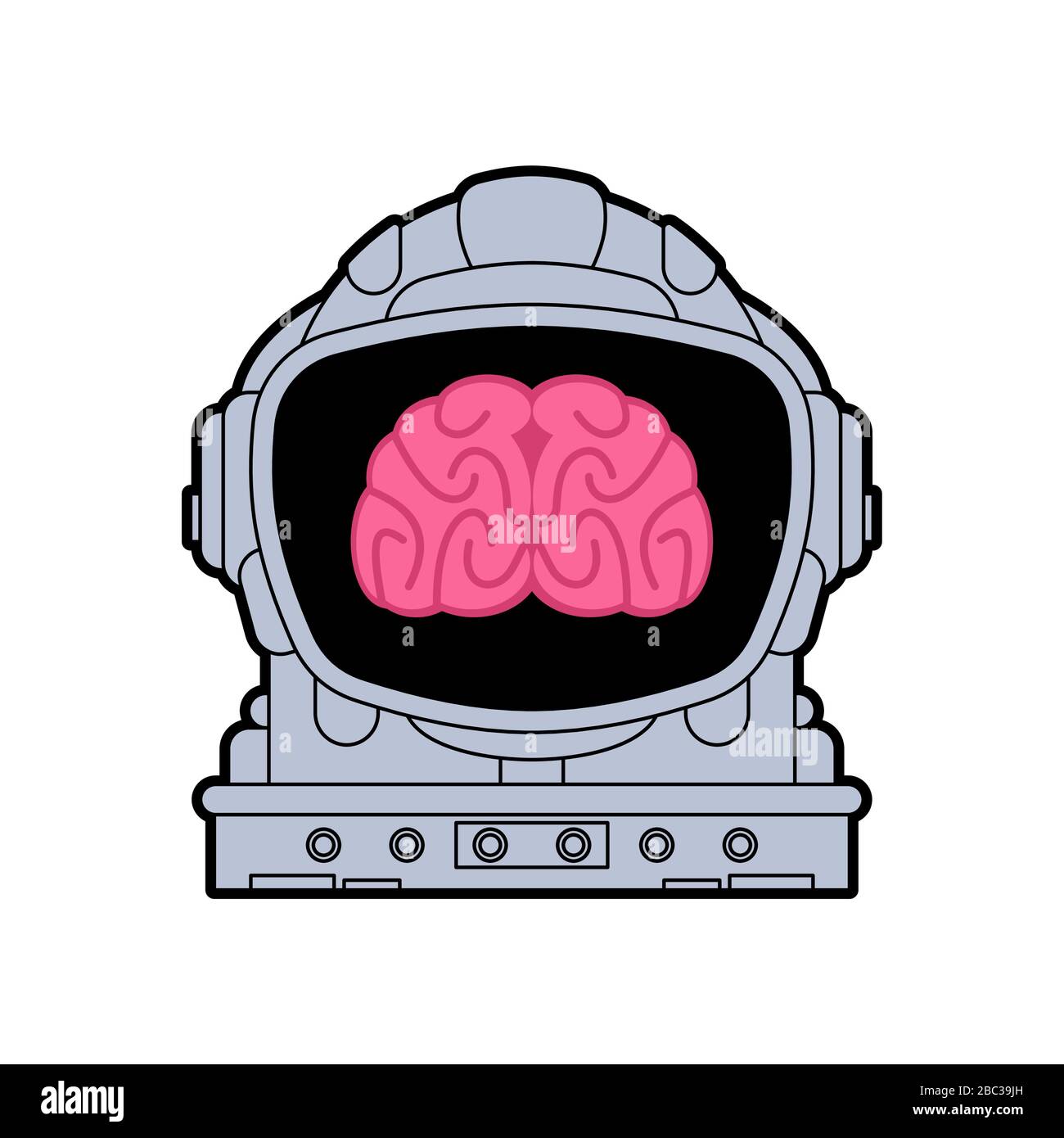 Brain in astronaut helmet. Brains spaceman. vector illustration Stock ...