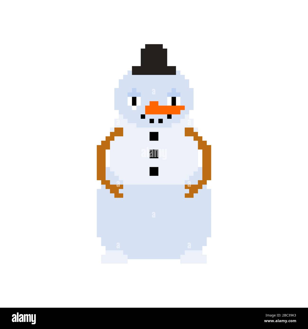 Snowman pixel art. Christmas 8 bit. Xmas Pixelate vector illustration ...