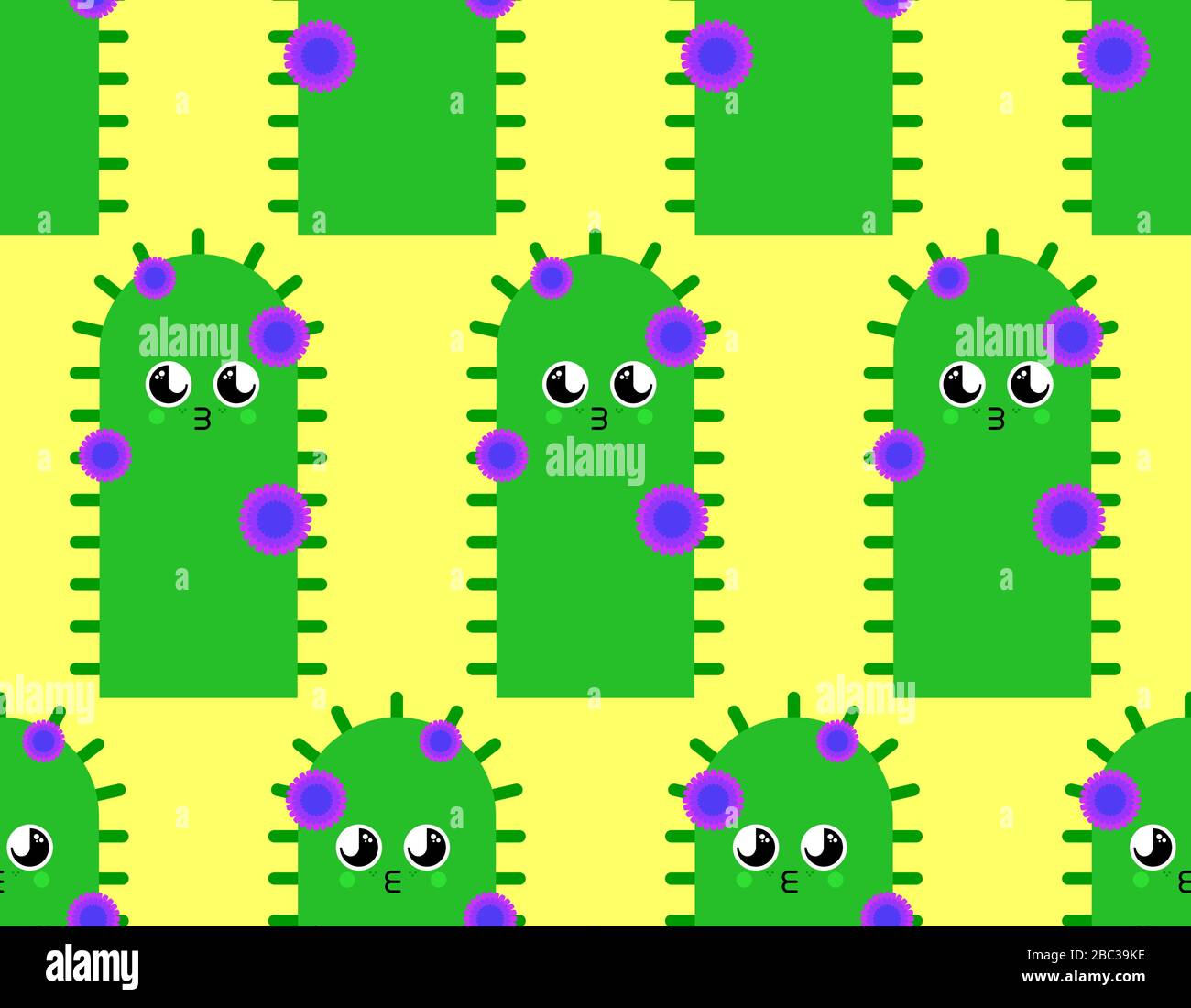 Cactus Cute kawaii pattern seamless. funny peyote cartoon style ...