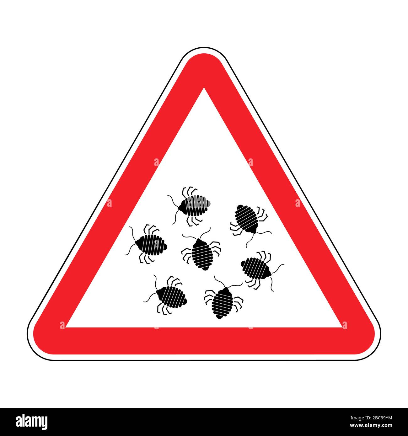 Attention Bed bug. Caution bedbug. Red triangle road sign Stock Vector ...