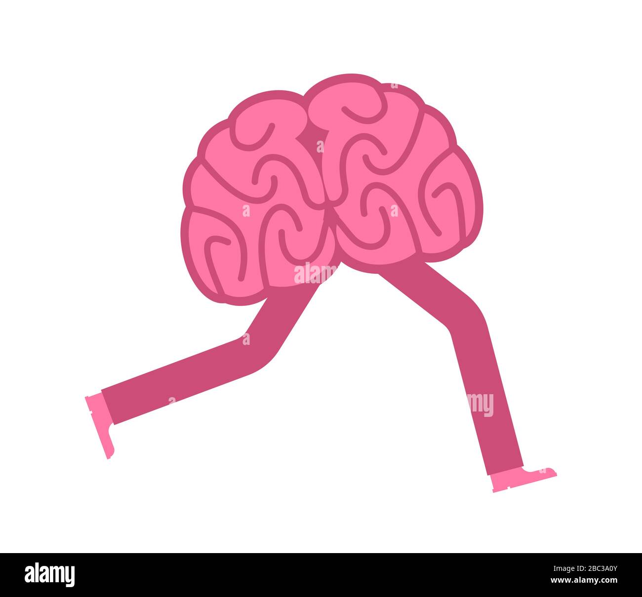 Brain runs isolated. Brains run. Thoughts escape. vector illustration ...