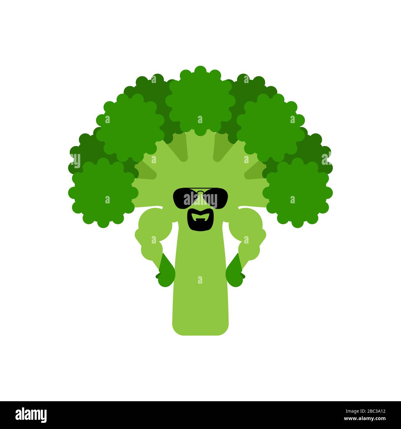Broccoli strong isolated. Cartoon Cool Vegetable. Food vector ...
