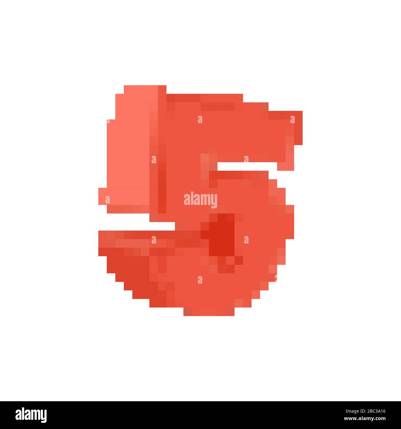 5 number pixel art. cartoon font. 8 bit Five numeral Children alphabet ...
