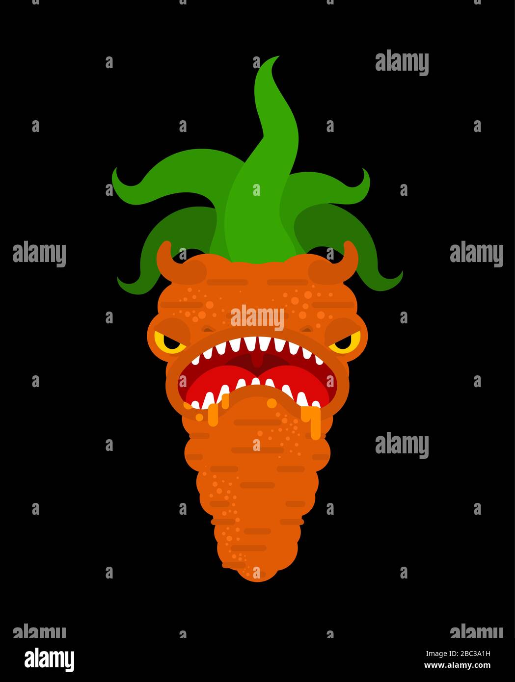 Carrot monster GMO. Genetically modified Angry Orange Vegetable with ...