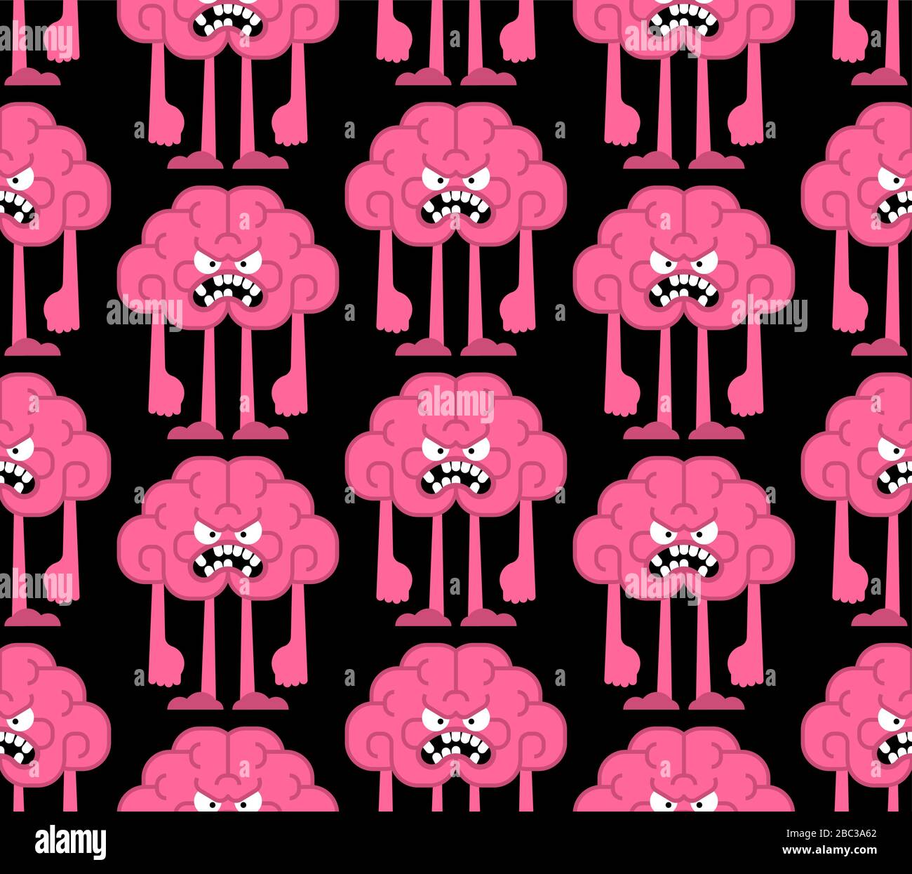 Angry brain pattern seamless. Bad thoughts ornament. Evil brains ...