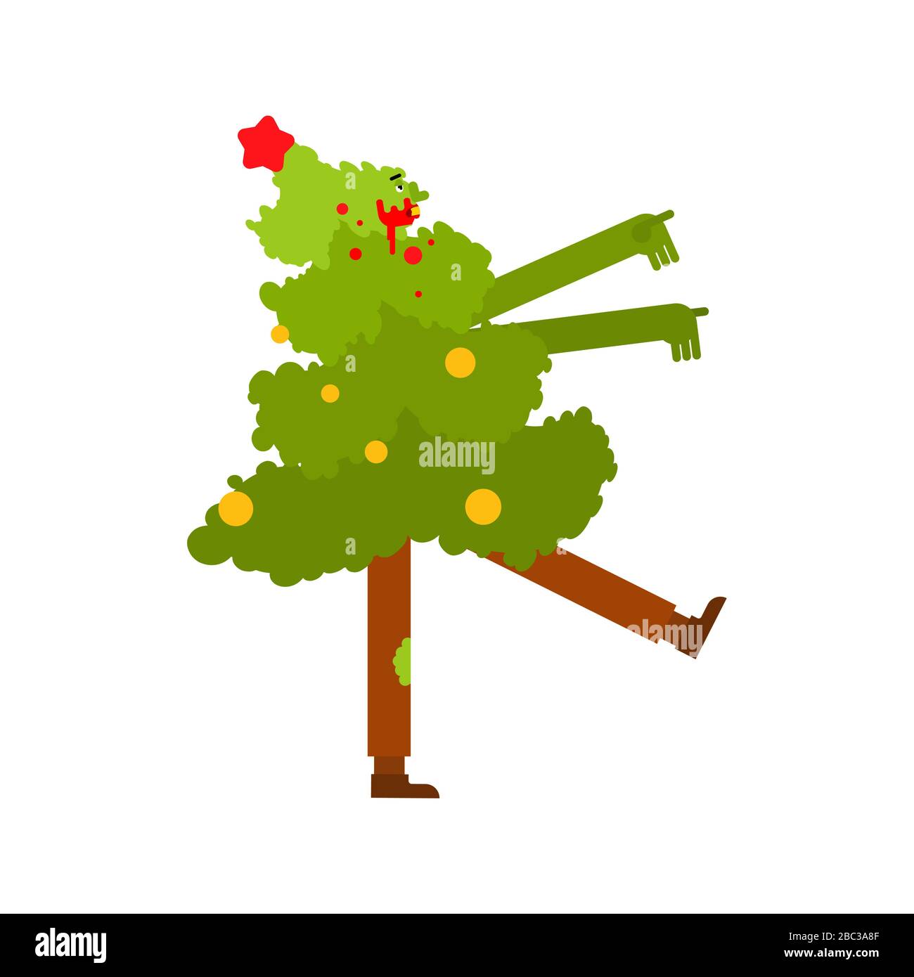Christmas tree Zombie. Xmas and New Year vector illustration Stock ...