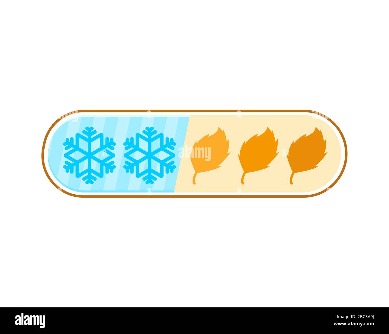 Winter loading bar. Snowflakes and autumn leaves. Frost load. Sign ...