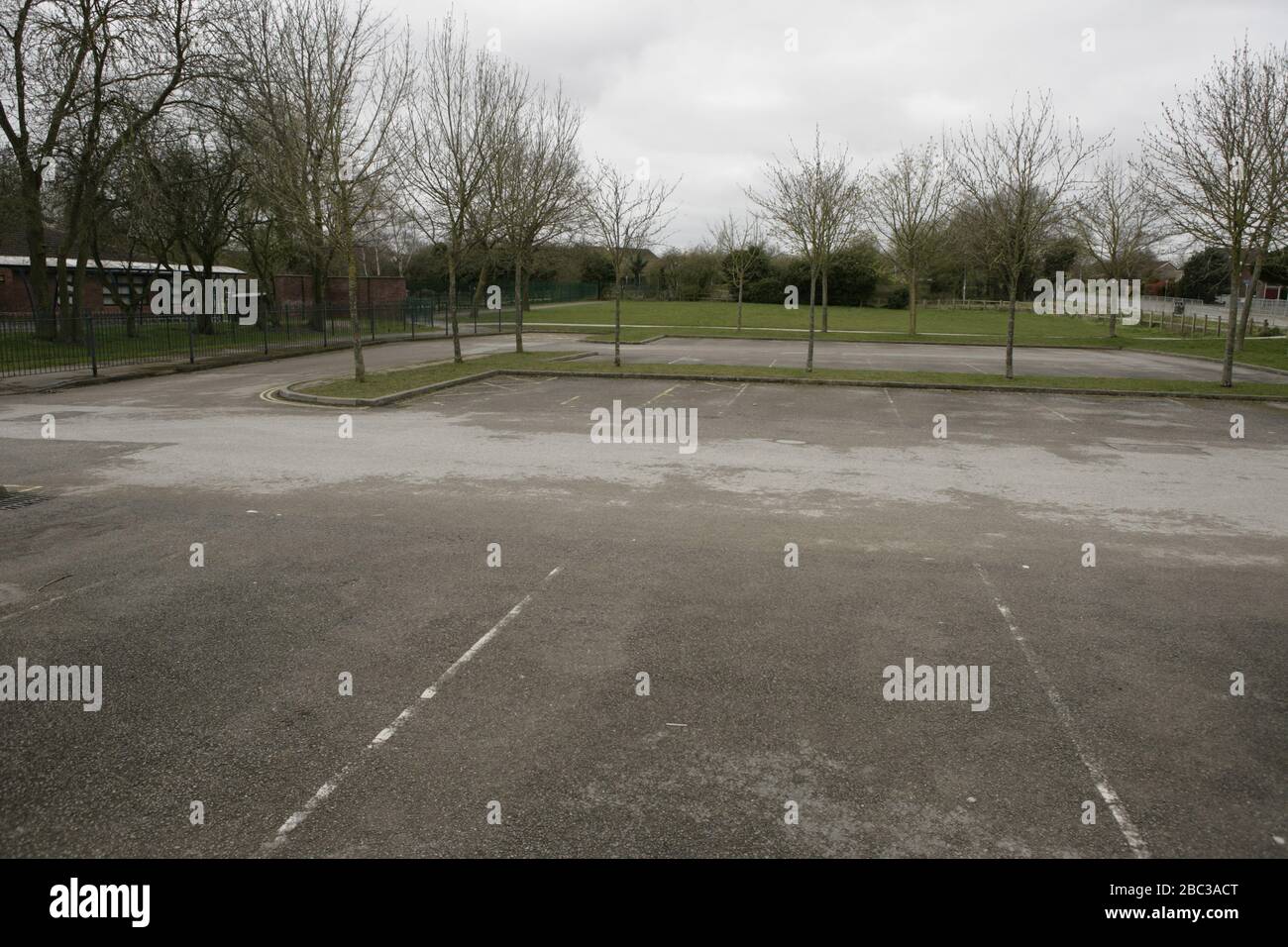 Closed Primary School with empty desolate car park due to COVID-19 ...
