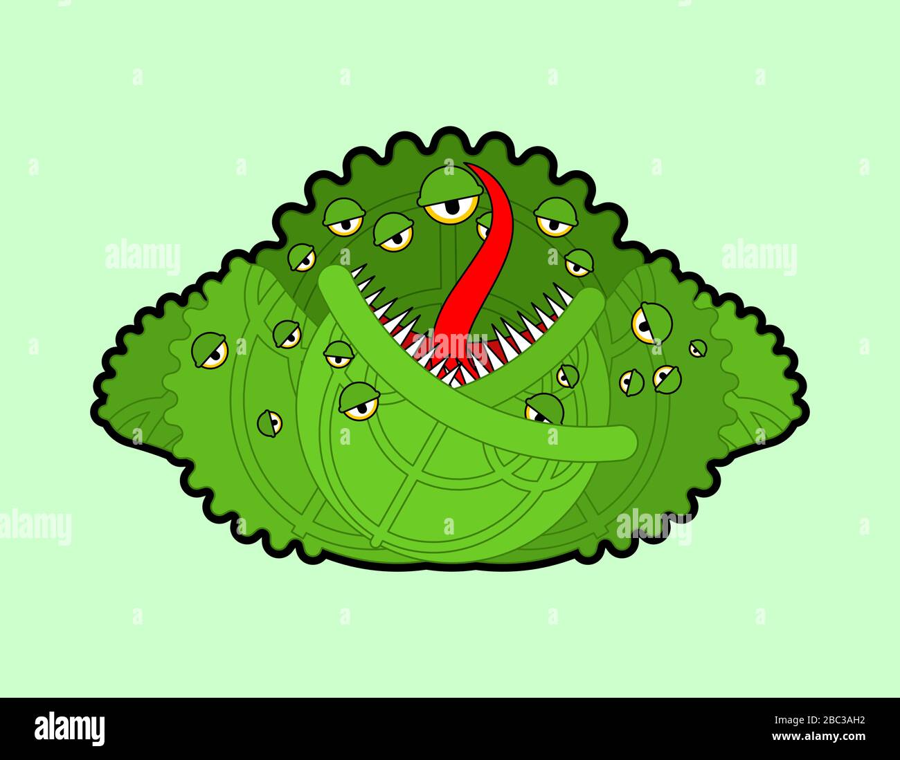 Сabbage monster GMO mutant. Genetically modified Angry Vegetable with ...