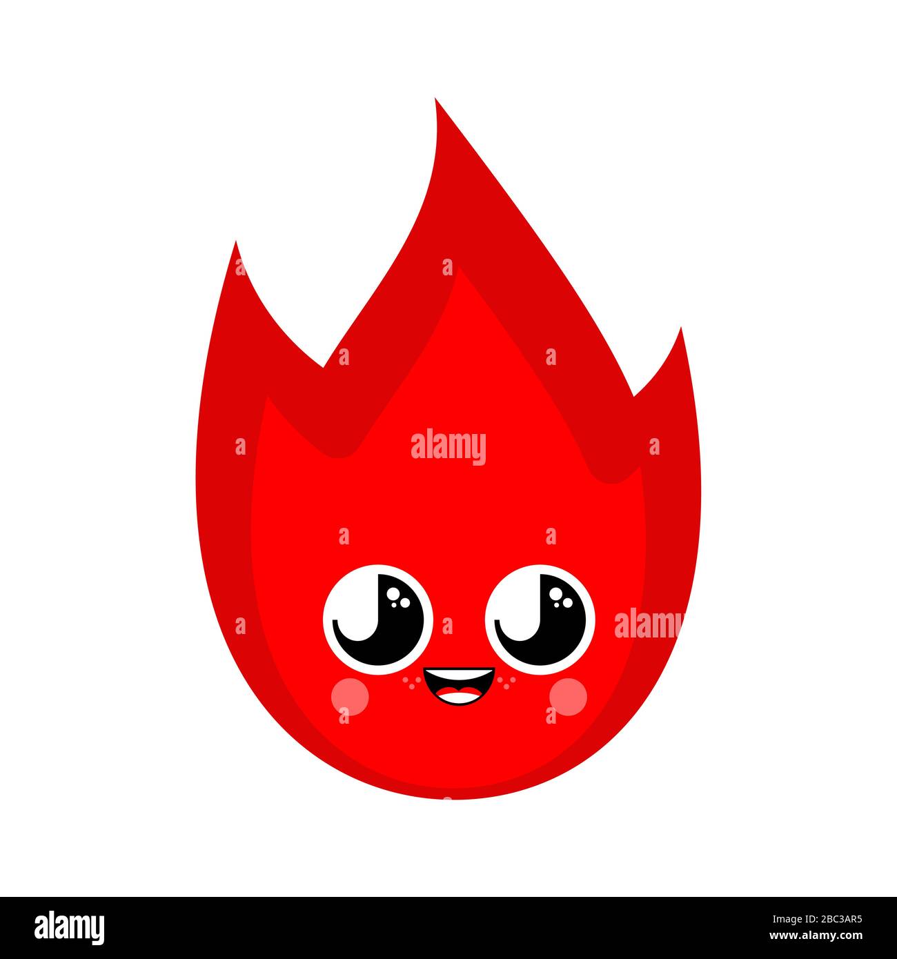 Fire Element Cute kawaii isolated. funny flames cartoon style. kids ...