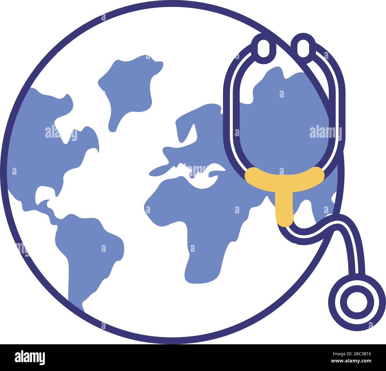 earth planet with stethoscope health online line style Stock Vector ...