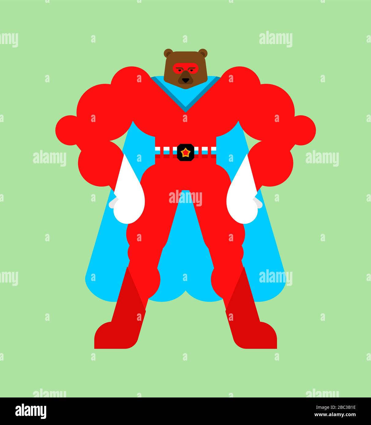 Russian bear superhero. Super beast in mask and raincoat. Strong ...
