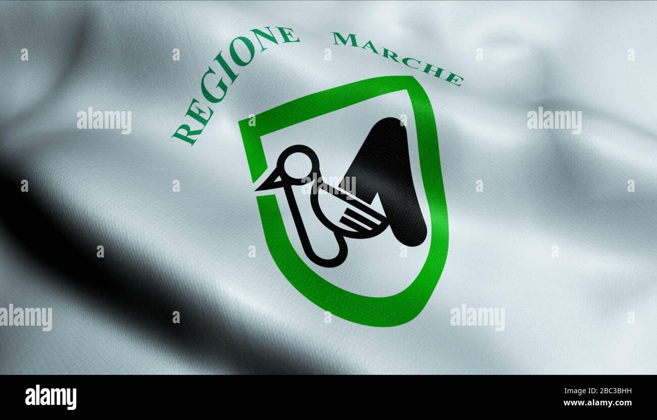 3D Illustration of a waving flag of Marche (Italy country Stock Photo ...