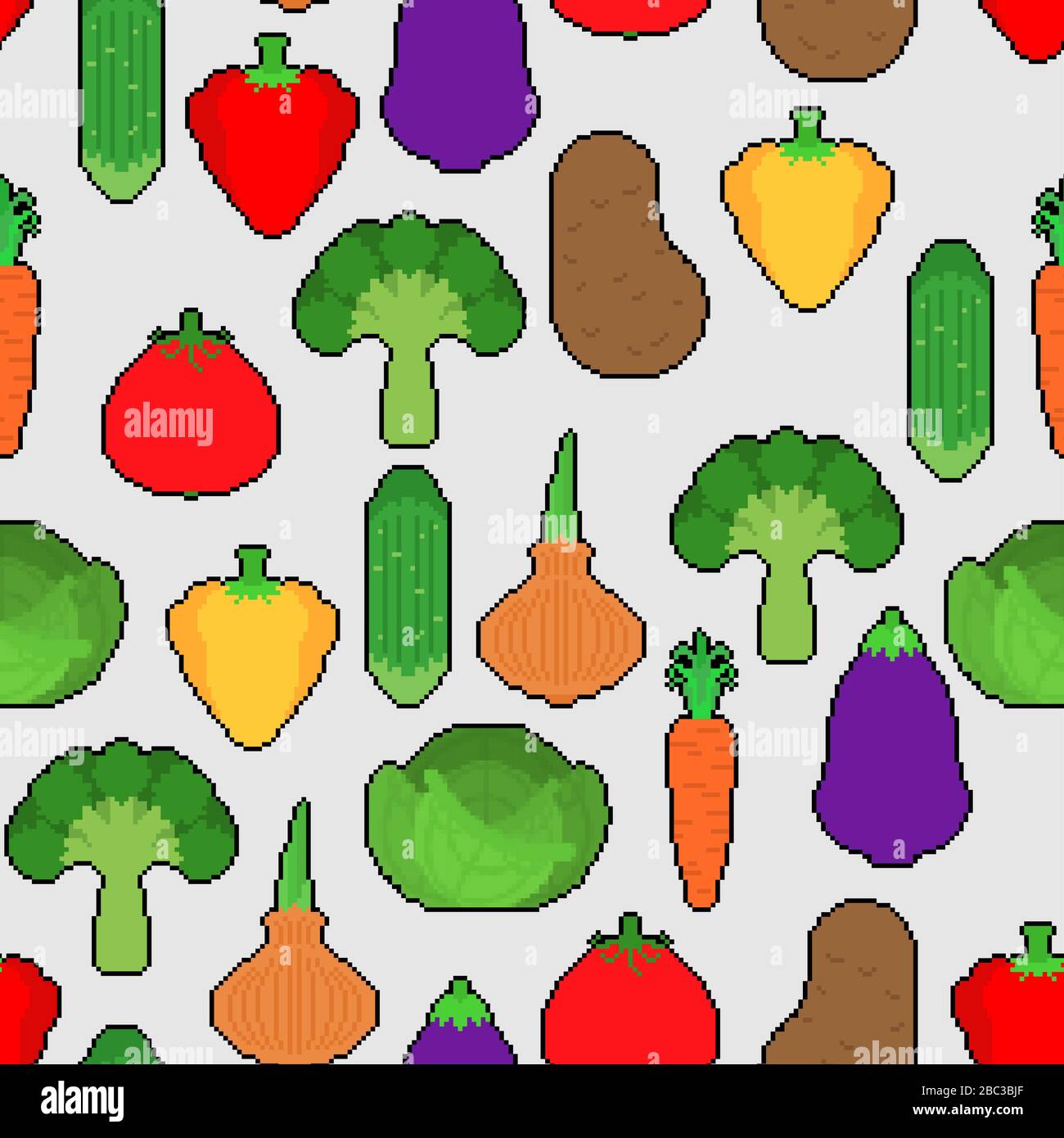 Vegetables pixel art pattern seamless. 8 bit Vegetable background ...