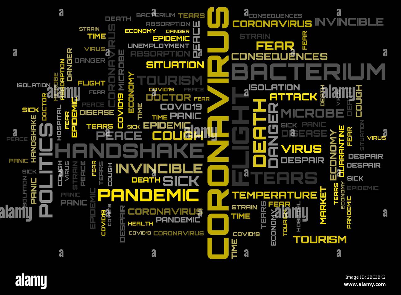 Modern virus topic word collage on black background Stock Photo - Alamy