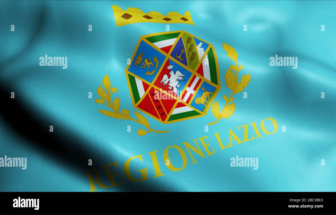 3D Illustration of a waving flag of Lazio (Italy country Stock Photo ...