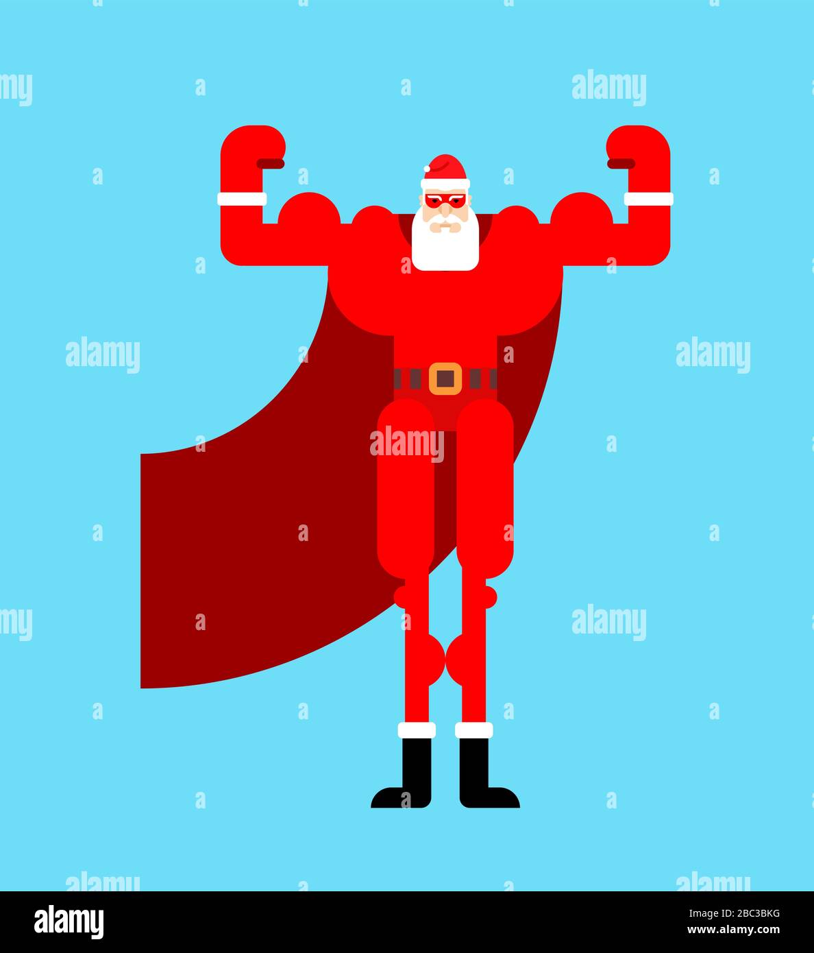 Santa Claus superhero. Super Christmas grandfather in mask and raincoat ...