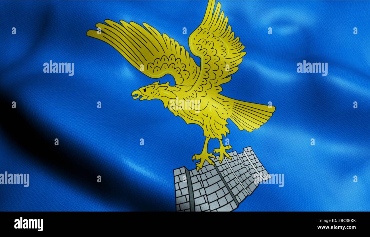 3D Illustration of a waving flag of Friuli Venezia Giulia (Italy ...