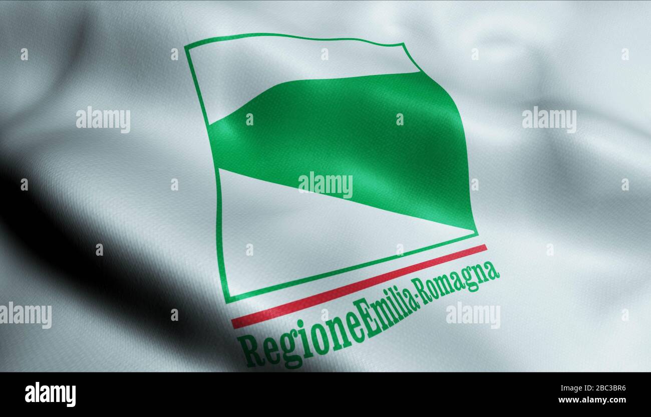 3D Illustration of a waving flag of Emilia Romagna (Italy country Stock ...