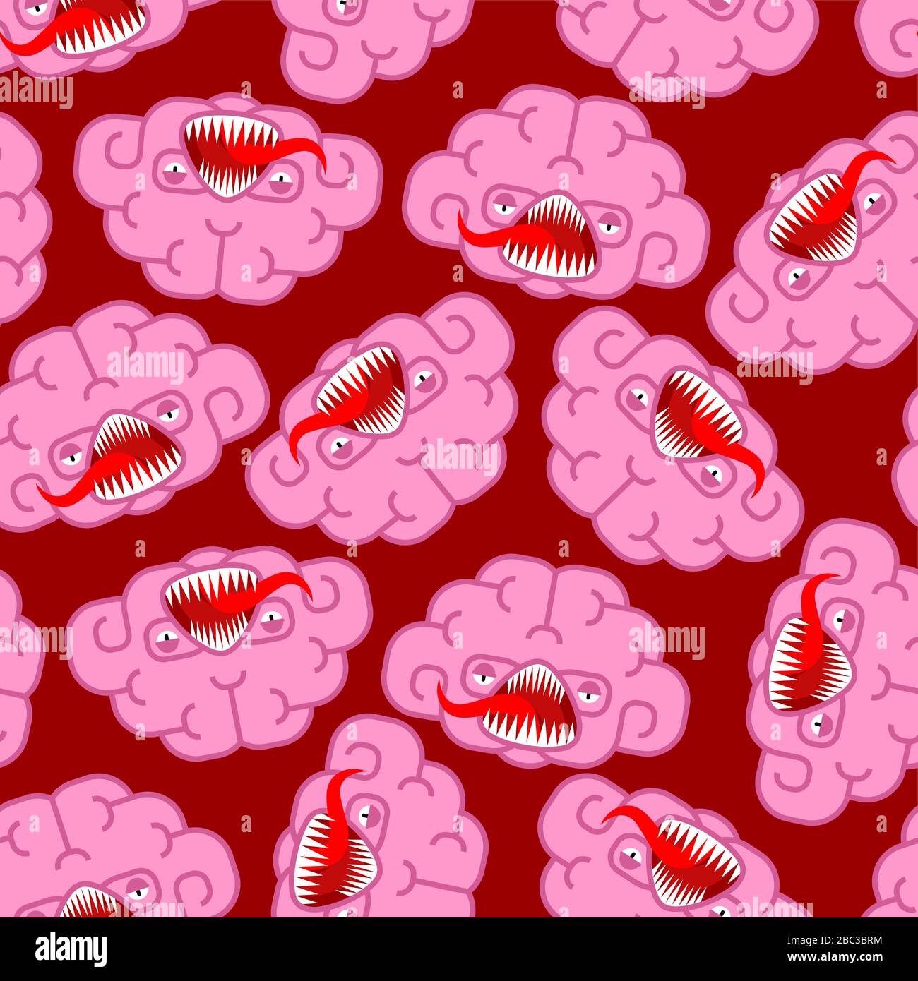 Brain Angry monster pattern seamless. Bad mutant thoughts background ...