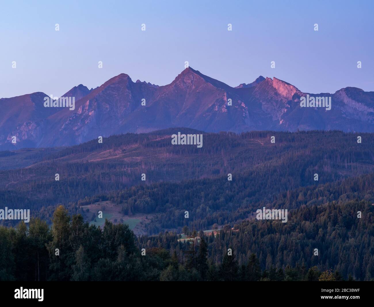 View over Tatra Mountains from Lapszanka pass, during the sunrise ...