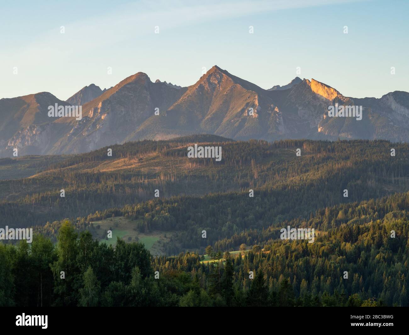 View over Tatra Mountains from Lapszanka pass, during the sunrise ...