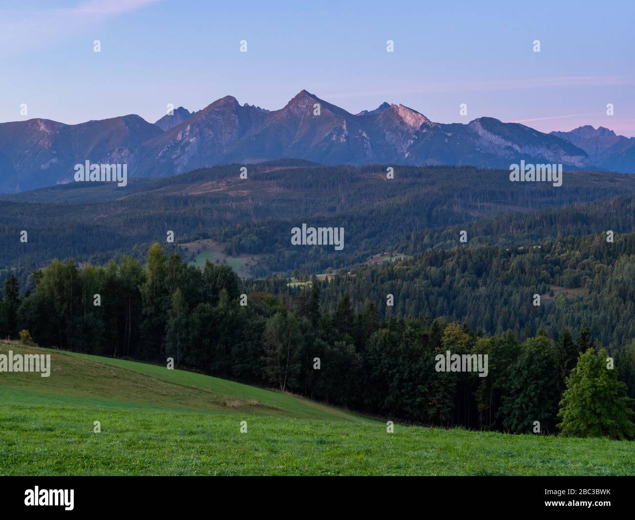 View over Tatra Mountains from Lapszanka pass, during the sunrise ...