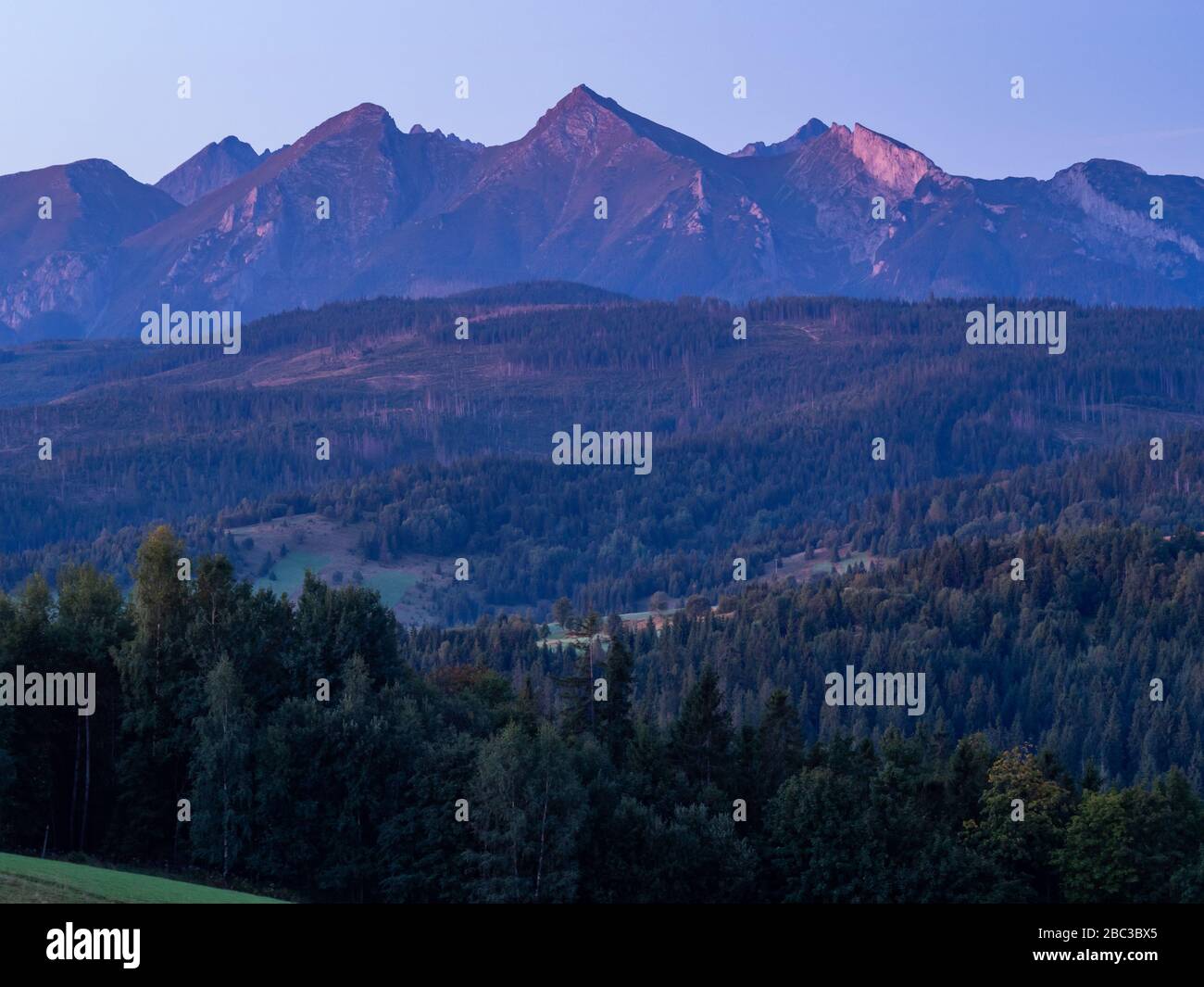 View over Tatra Mountains from Lapszanka pass, during the sunrise ...