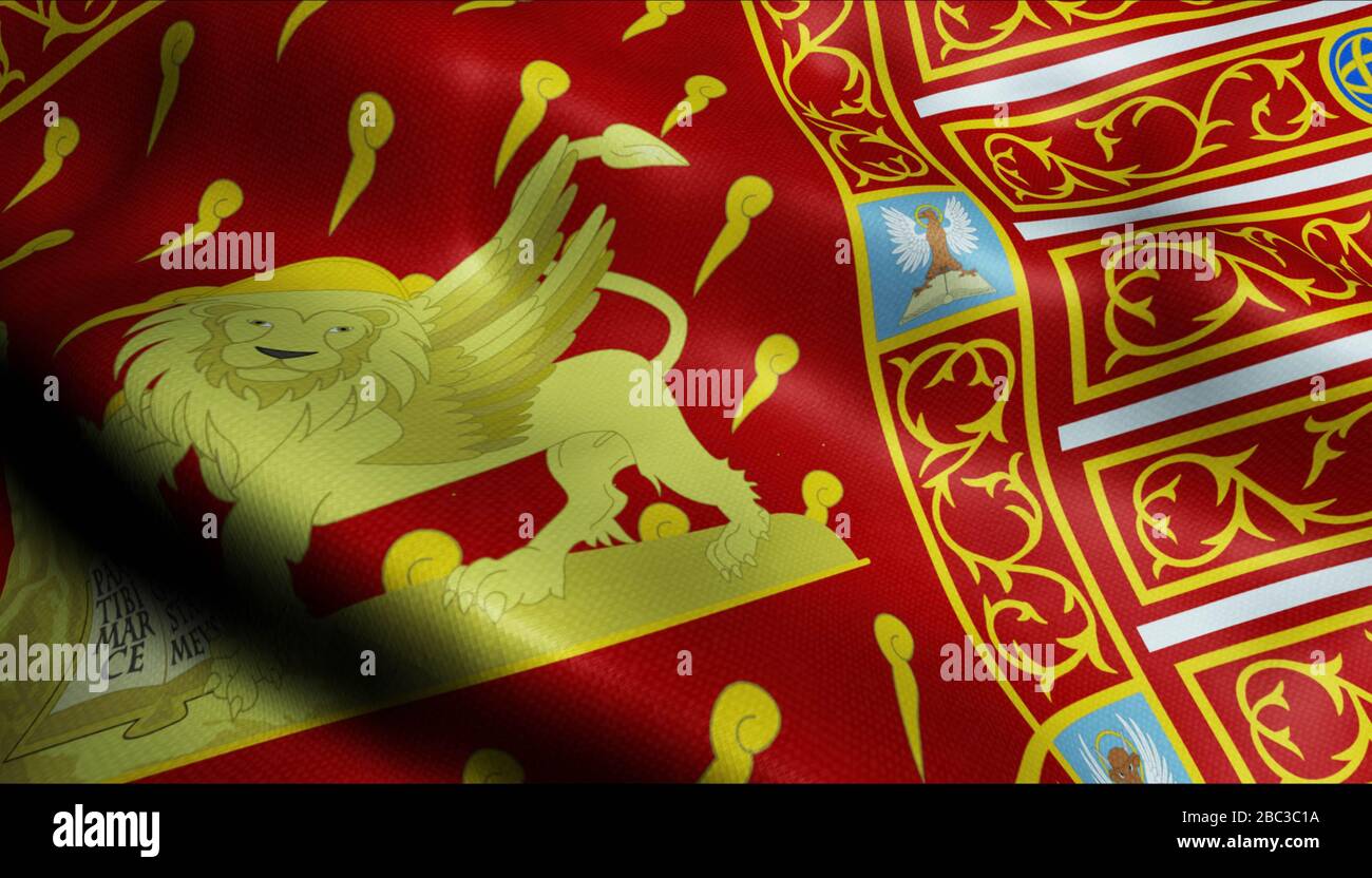 3D Illustration of a waving flag of Venice (Italy country Stock Photo ...
