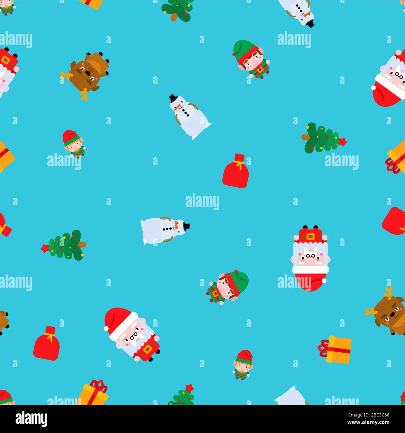 Christmas pattern seamless. Santa and elf. Christmas tree and gift. New ...