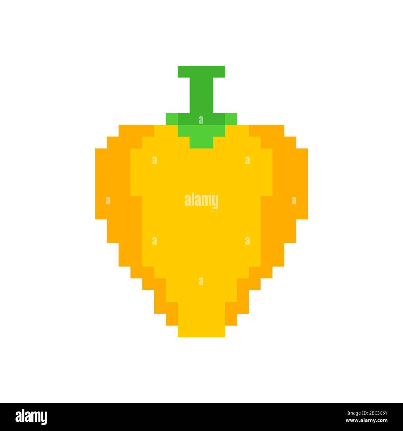 Yellow Bell pepper pixel art. 8 bit. Pixelate Vegetable. vector ...