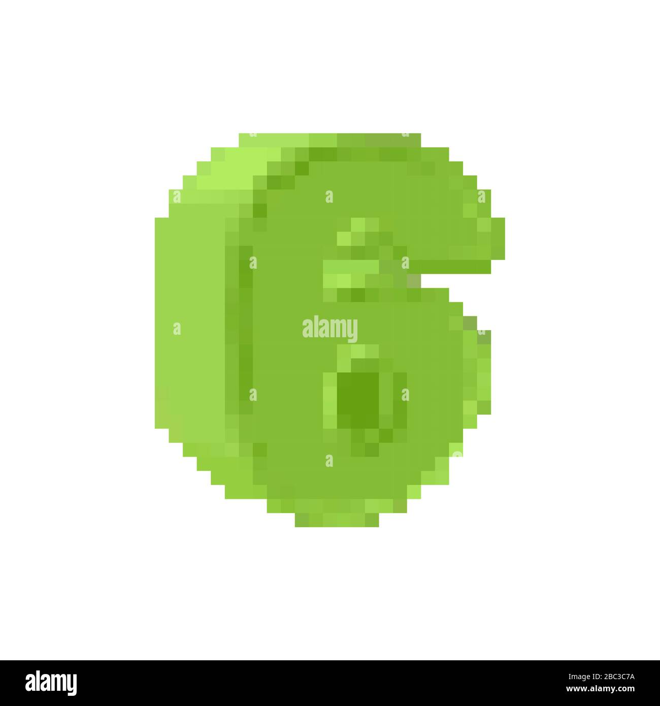 6 number pixel art. cartoon font. 8 bit Sixe numeral Children alphabet ...