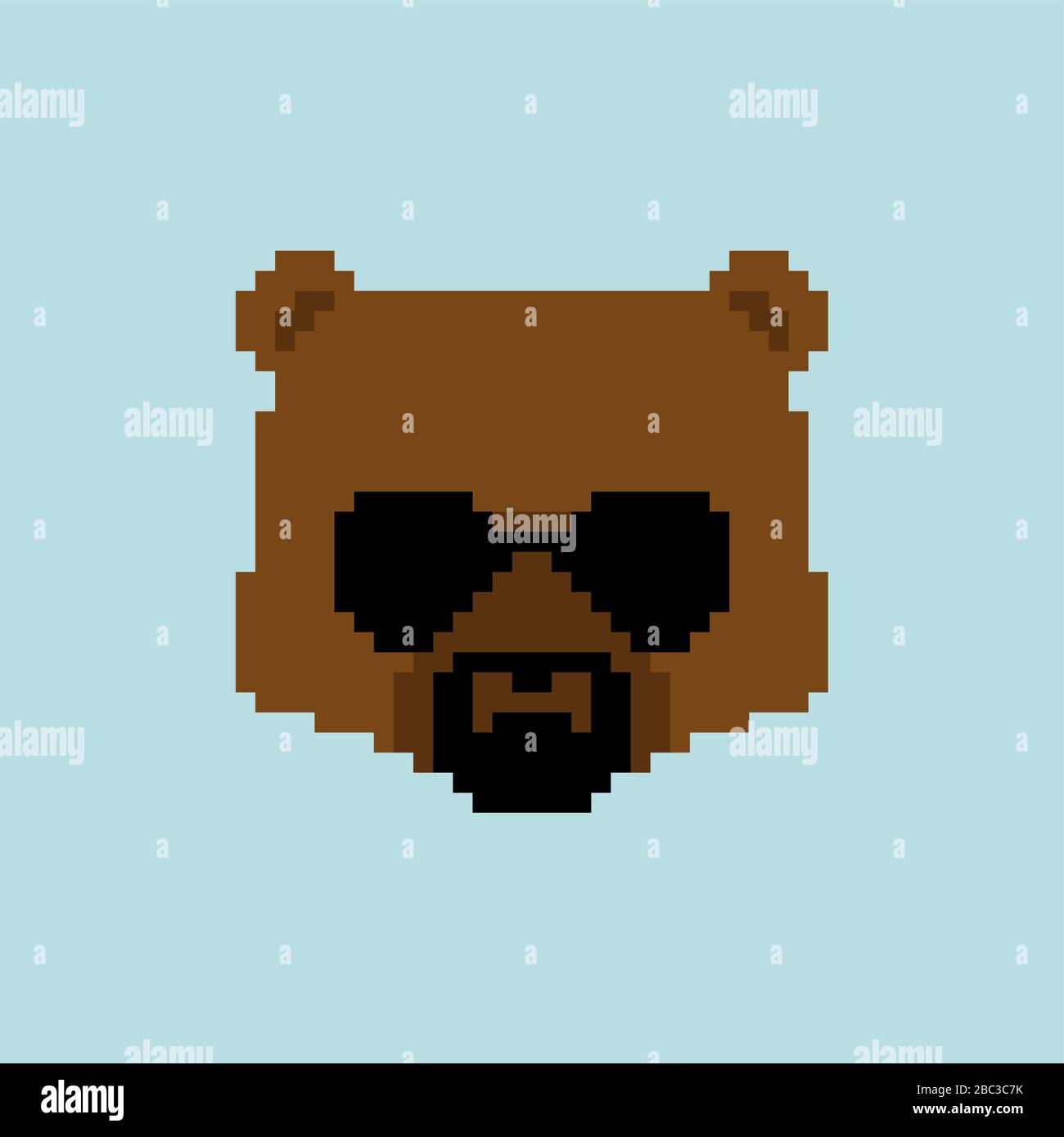 Cool bear pixel art. Grizzly Face 8 bit. Beast Head Pixelate vector ...