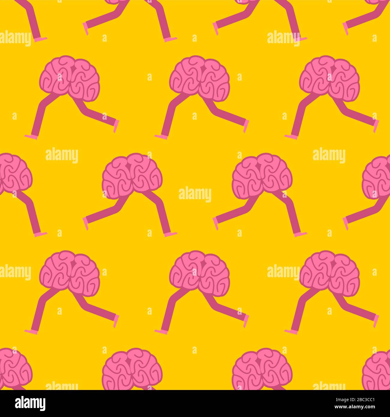 Brain runs pattern seamless. Brains run background. Thoughts escape ornament. vector texture ...