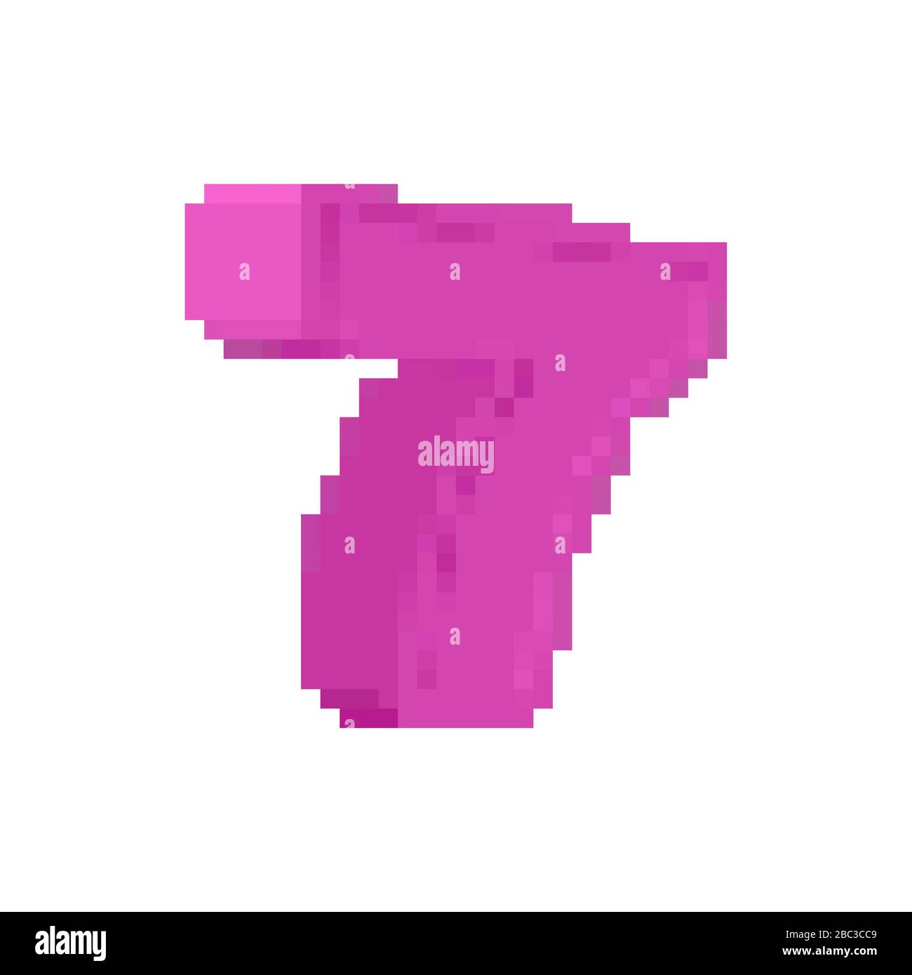 7 number pixel art. cartoon font. 8 bit Seven numeral Children alphabet ...