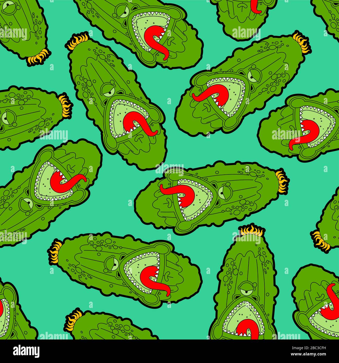 Cucumber monster pattern seamless. GMO mutant background. Angry ...