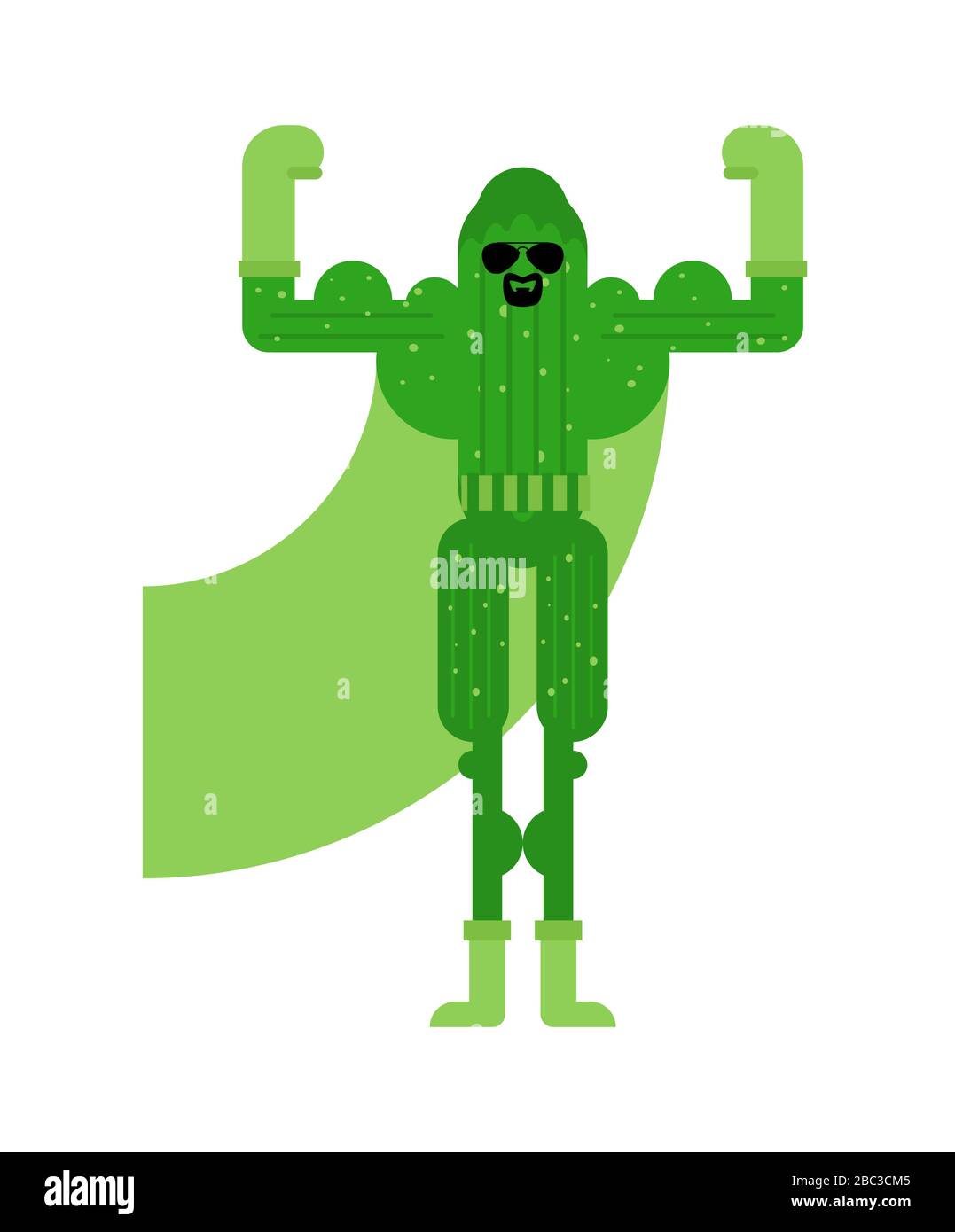 Cucumber superhero. Super Vegetable in mask and raincoat. Strong ...