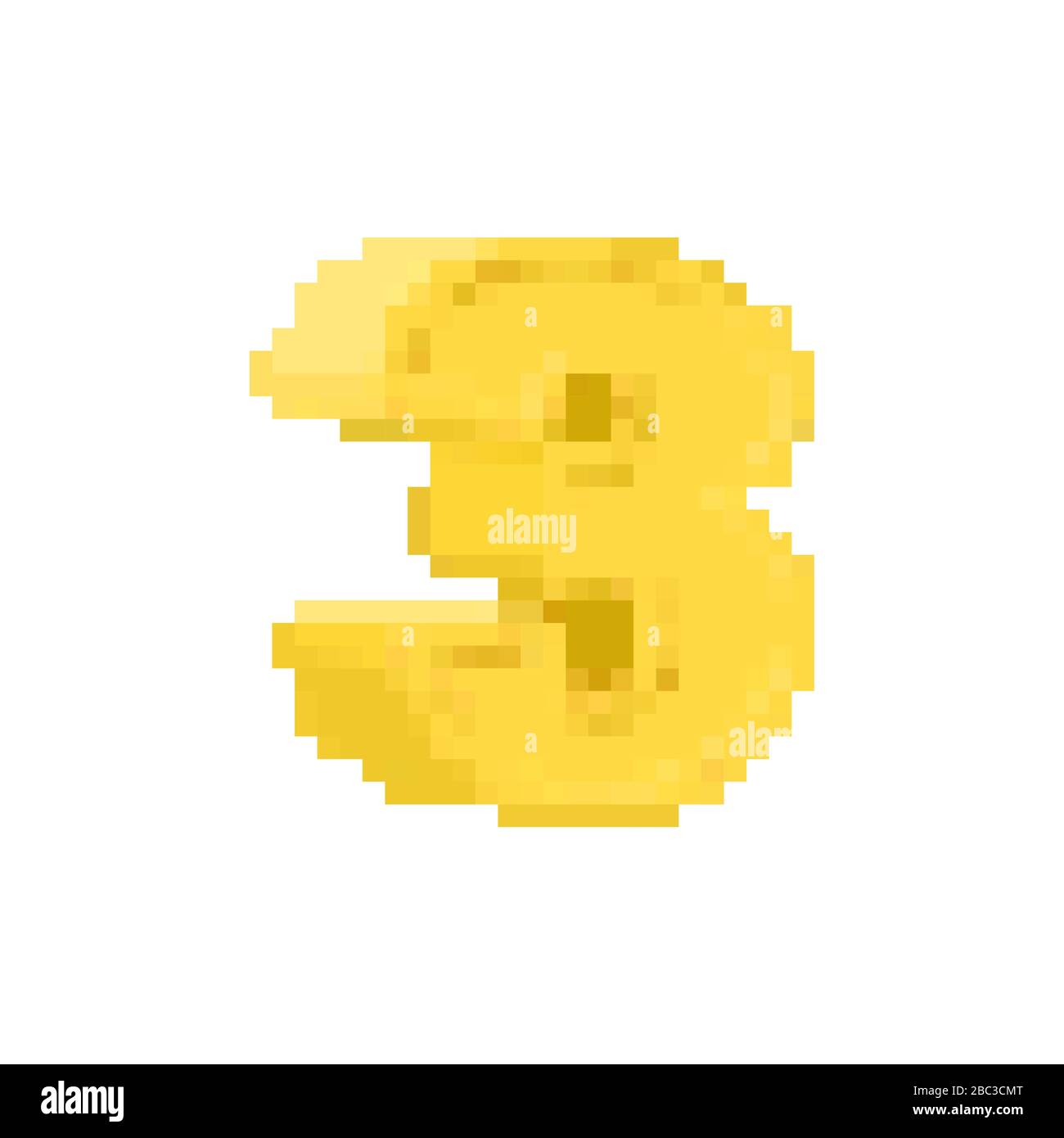 3 number pixel art. cartoon font. 8 bit Three numeral Children alphabet ...