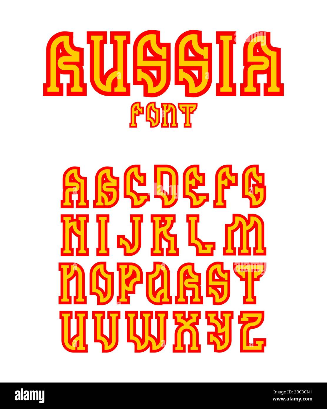 Russia font. Russian National Folk old alphabet. Retro ABC sign. Vector ...