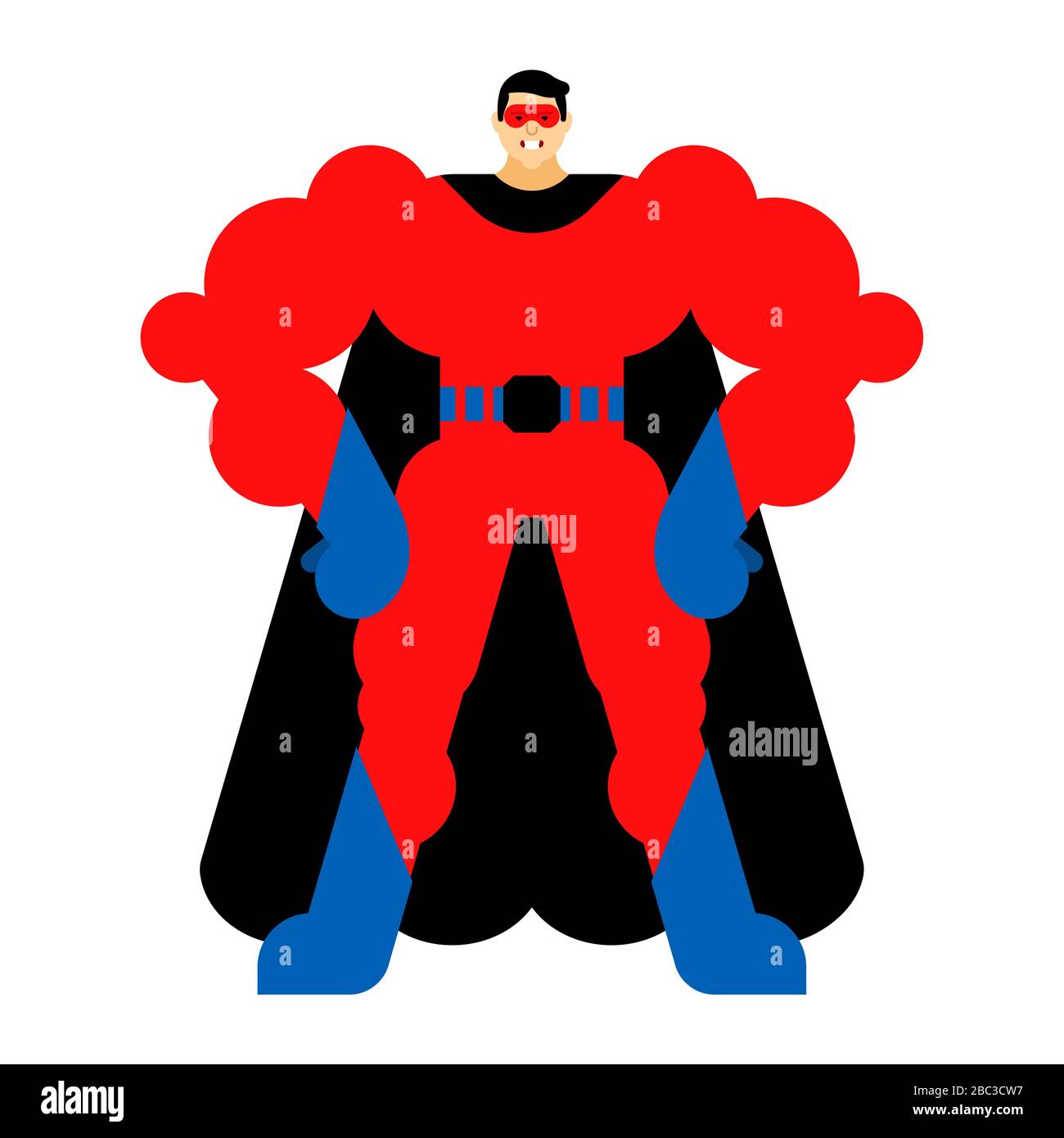 Superhero cartoon isolated. Super guy in mask and raincoat. Strong man ...