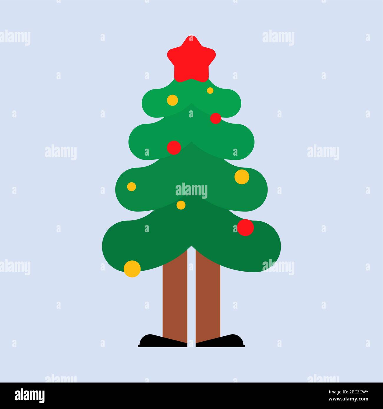 Christmas tree with legs. Xmas and New Year vector illustration Stock ...