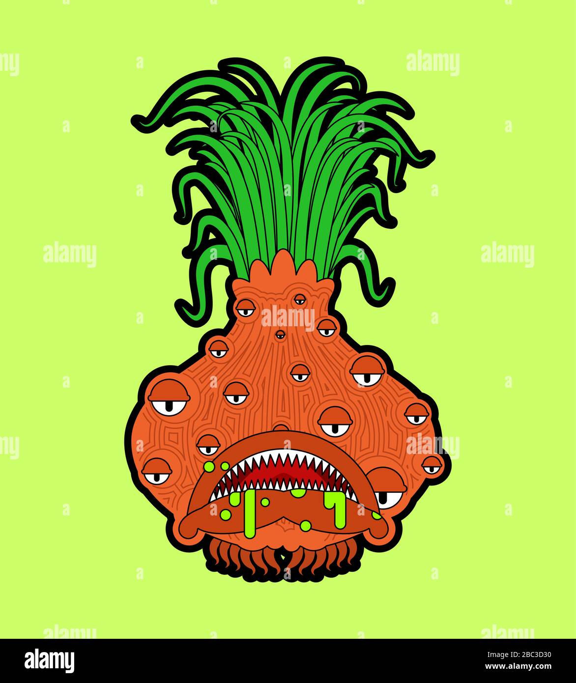 Onion monster GMO mutant. Angry Vegetable with teeth. Hungry Alien Food ...