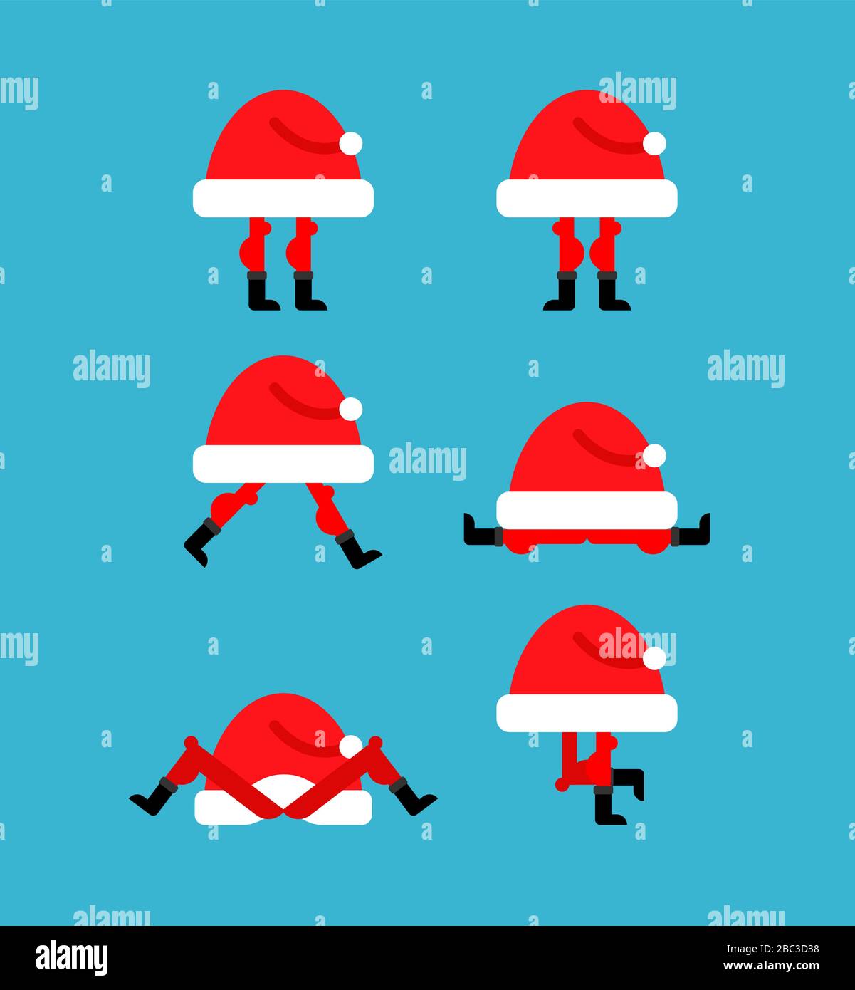 Santa Hat set. Christmas red cap. Xmas and New Year vector illustration ...