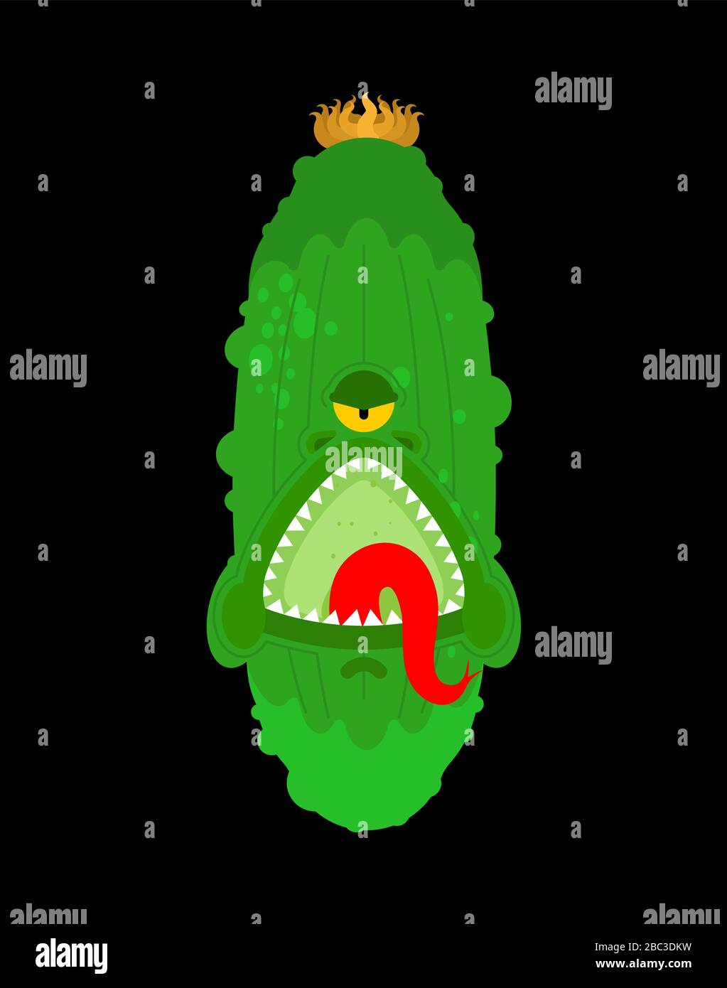 Cucumber monster GMO mutant. Angry Vegetable with teeth. Hungry Alien ...