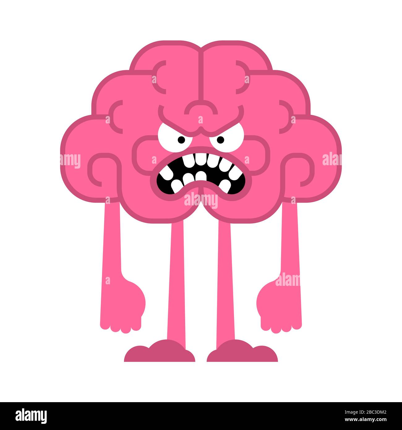 Angry brain. Bad thoughts. Evil brains. Vector illustration Stock ...