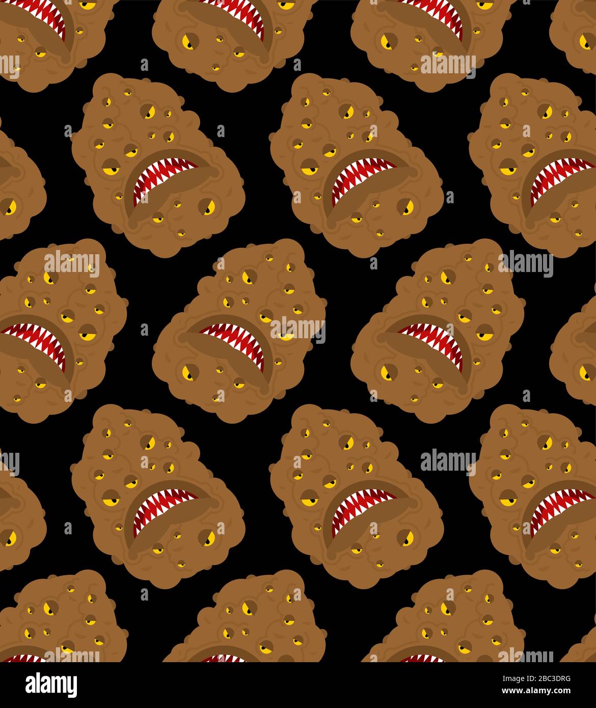 Potatoes monster GMO pattern seamless. Angry Vegetable with teeth ...