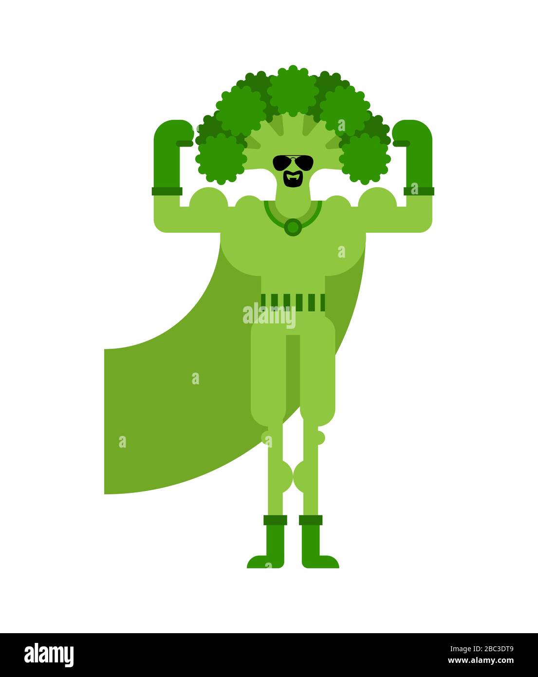 Broccoli superhero. Super Vegetable in mask and raincoat. Strong ...