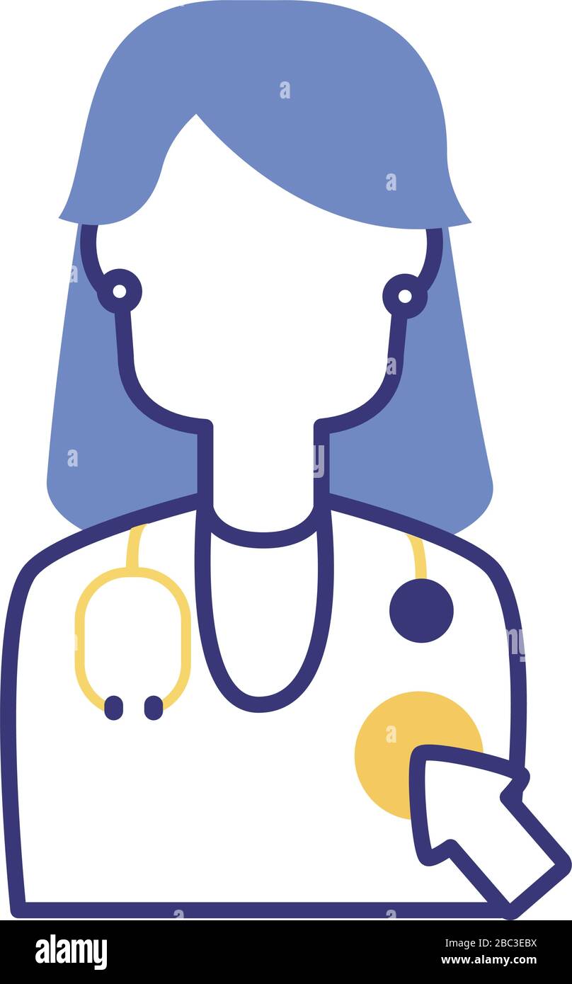 female doctor with mouse cursor line style Stock Vector Image & Art - Alamy