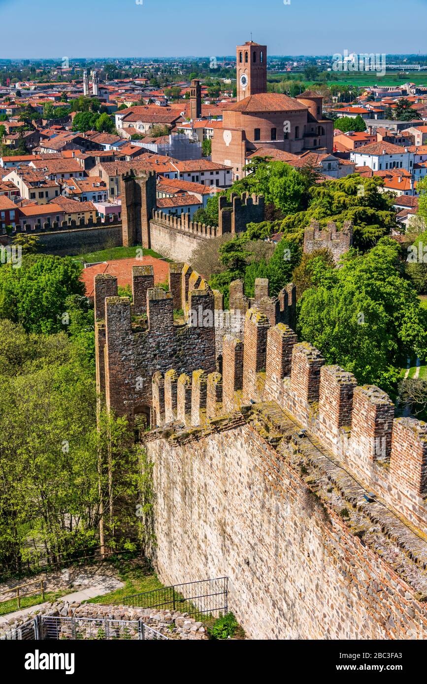 The old town of the walled town of Este, in Veneto, taken from the ...